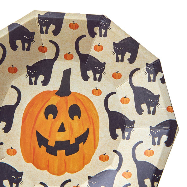 Halloween Black Cat and Jack-o-Lantern Snack Plates | Gartner Studios