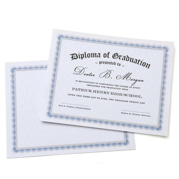 Blue Border Certificate Paper - 100 Count | Gartner Studios