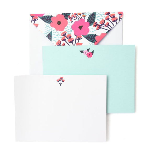 Bright Pink Floral Note Card Set | Gartner Studios