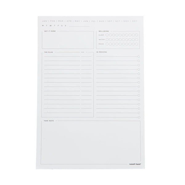 Daily Undated Planning Notepad, 10" x 7", 80 Sheets, White with Gold ...