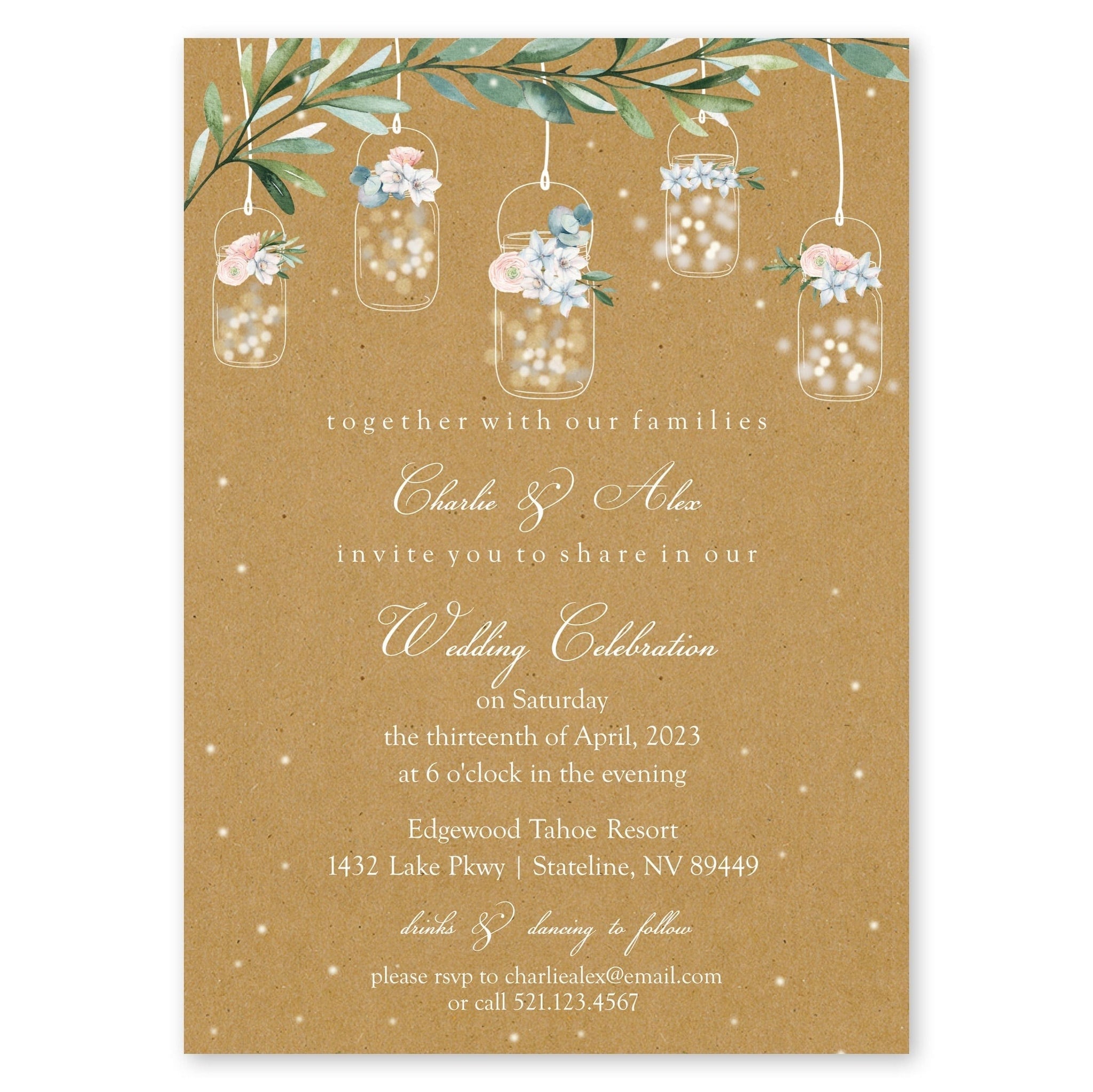 Mason Jar Wedding Invitations Template