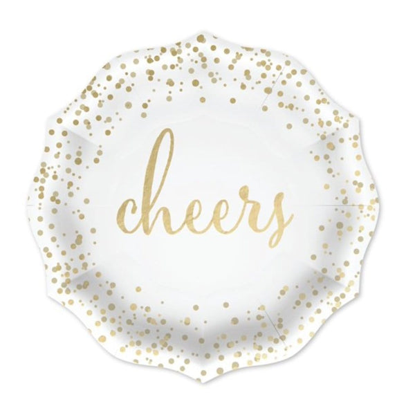 Gold Foil Dots 'Cheers' Snack Plates | Gartner Studios