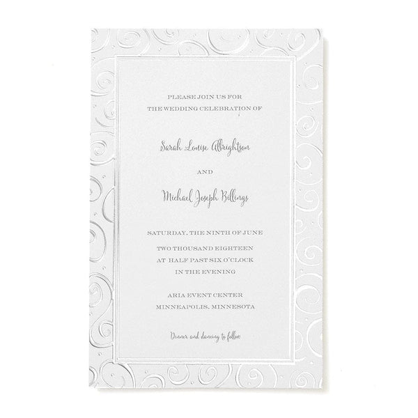 Silver Foil Swirls Border Print At Home Invitation Kit | Gartner Studios