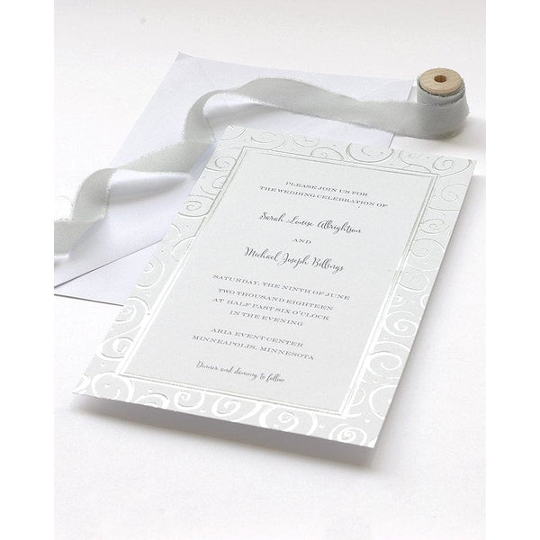 Silver Foil Swirls Border Print At Home Invitation Kit | Gartner Studios
