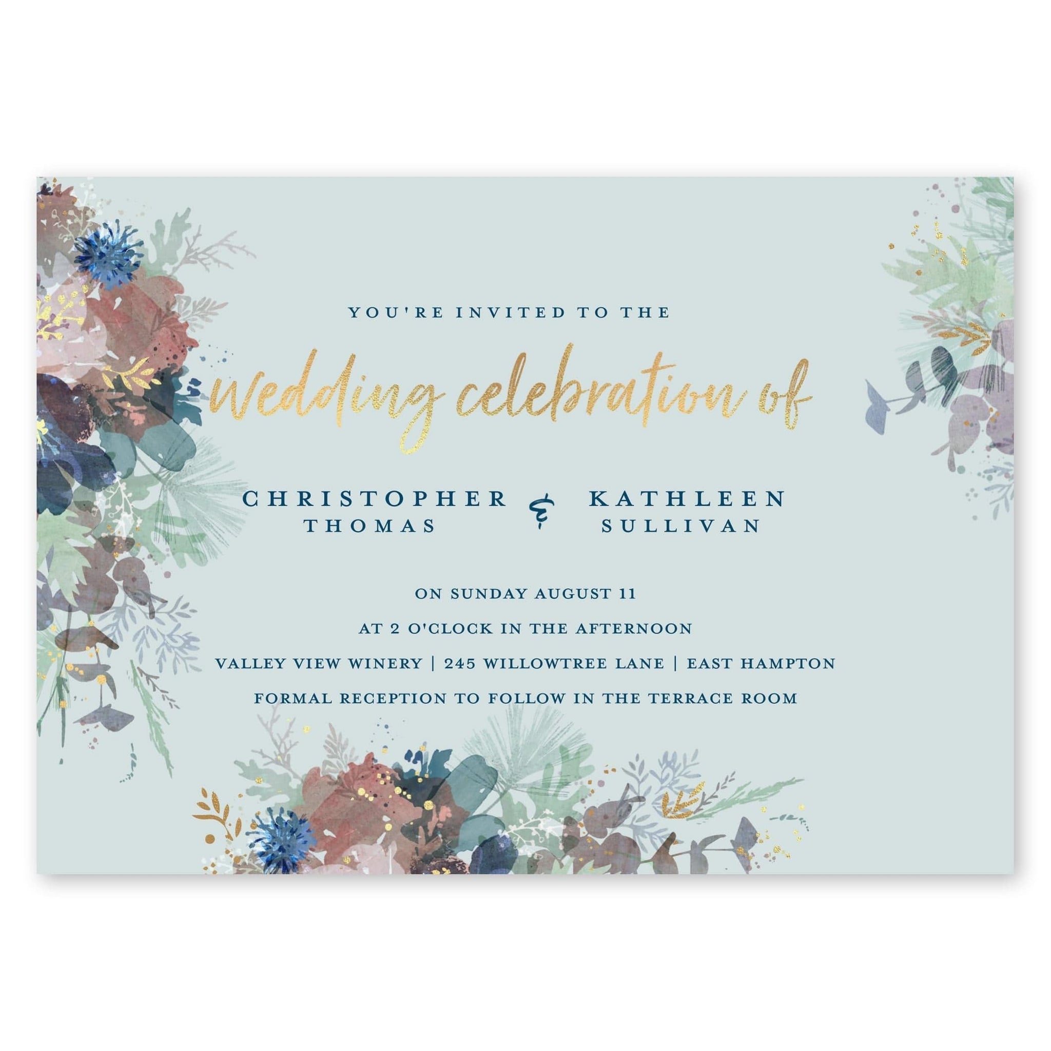 Blue Winter Wedding Invitations
